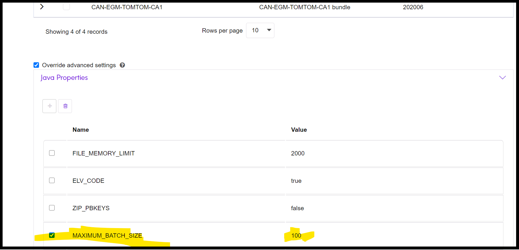 Setting maximum batch size for micro-batch processing for Global Geocoding Module in Spectrum