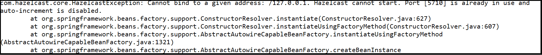 'java.net.BindException: Address already in use' message in Spectrum