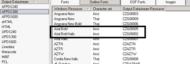 Resolve font resource name in output AFP does not match with the ...