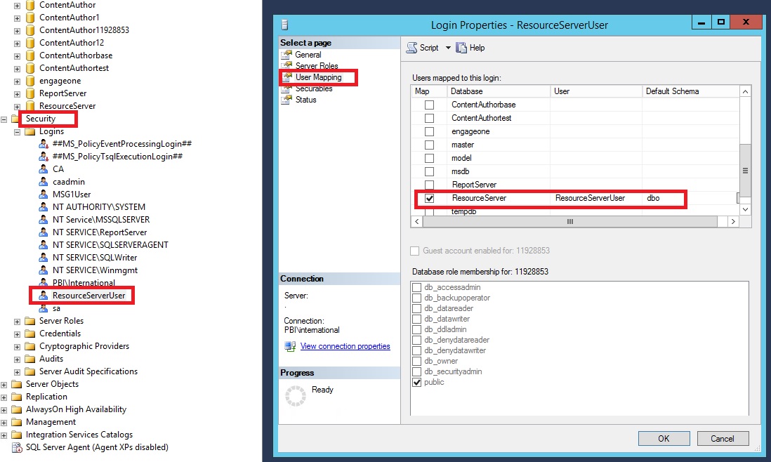 How To Understand Resource Server Sql User In Engageone Content Author