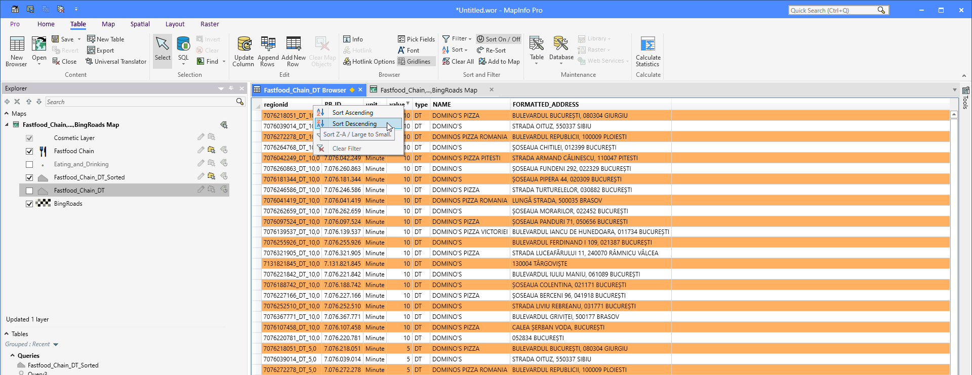 Controlling The Drawing Order When Objects Are In The Same Layer In A Precisely Mapinfo Pro Table