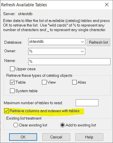 How to refresh tables in the model
