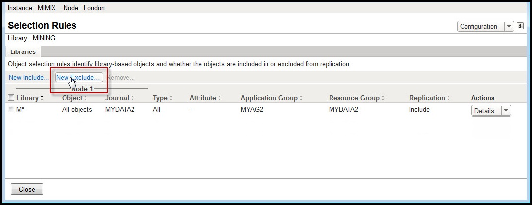 How do I remove a library from replication at MIMIX V8 and above?