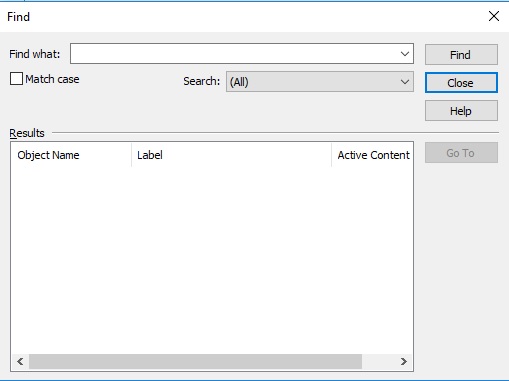 EngageOne Designer - how to use the Find functionality