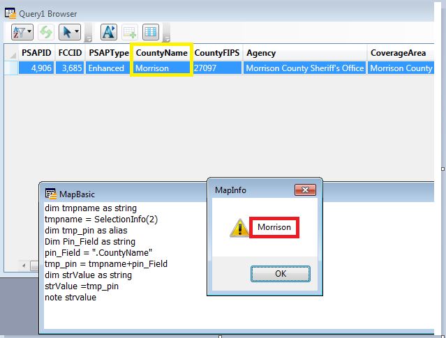 How To Assign strings column values using table names stored in variables in MapBasic.