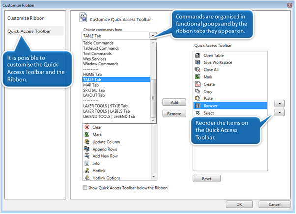 Customize the User Interface in MapInfo Pro