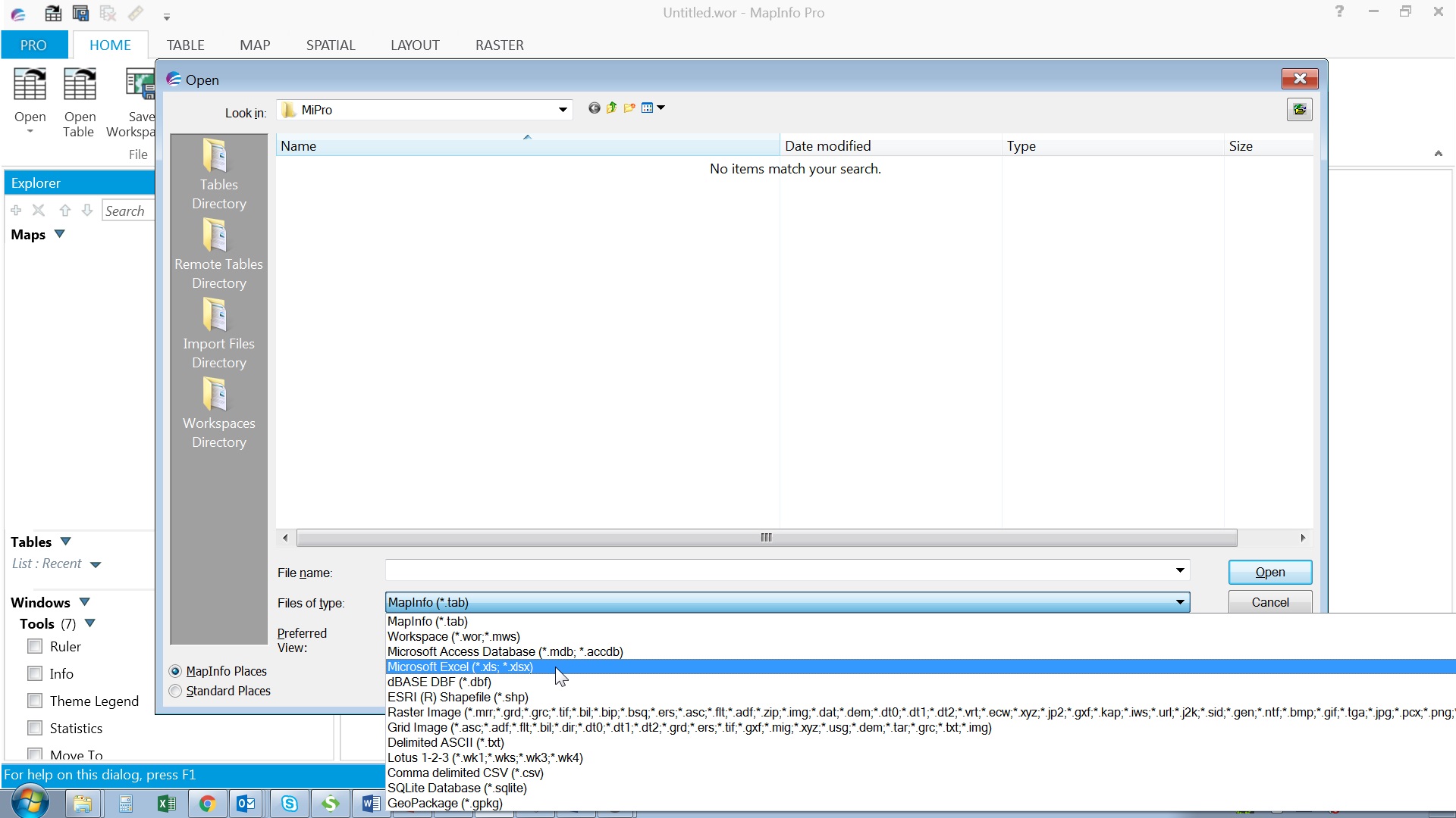Working with Excel files in MapInfo Pro