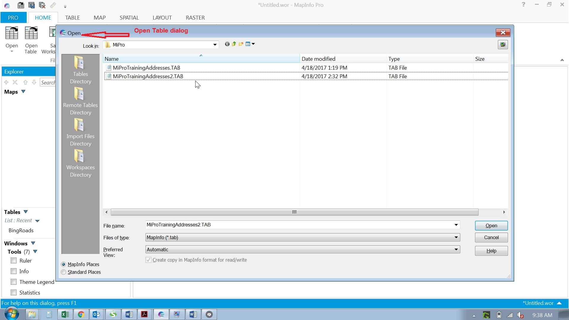 Working With Excel Files In Mapinfo Pro