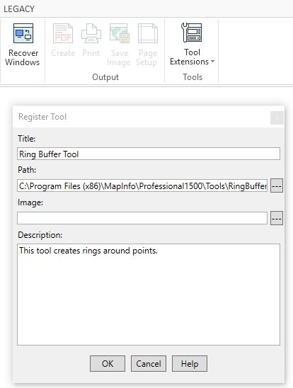 Adding, registering and running a tool in MapInfo Pro