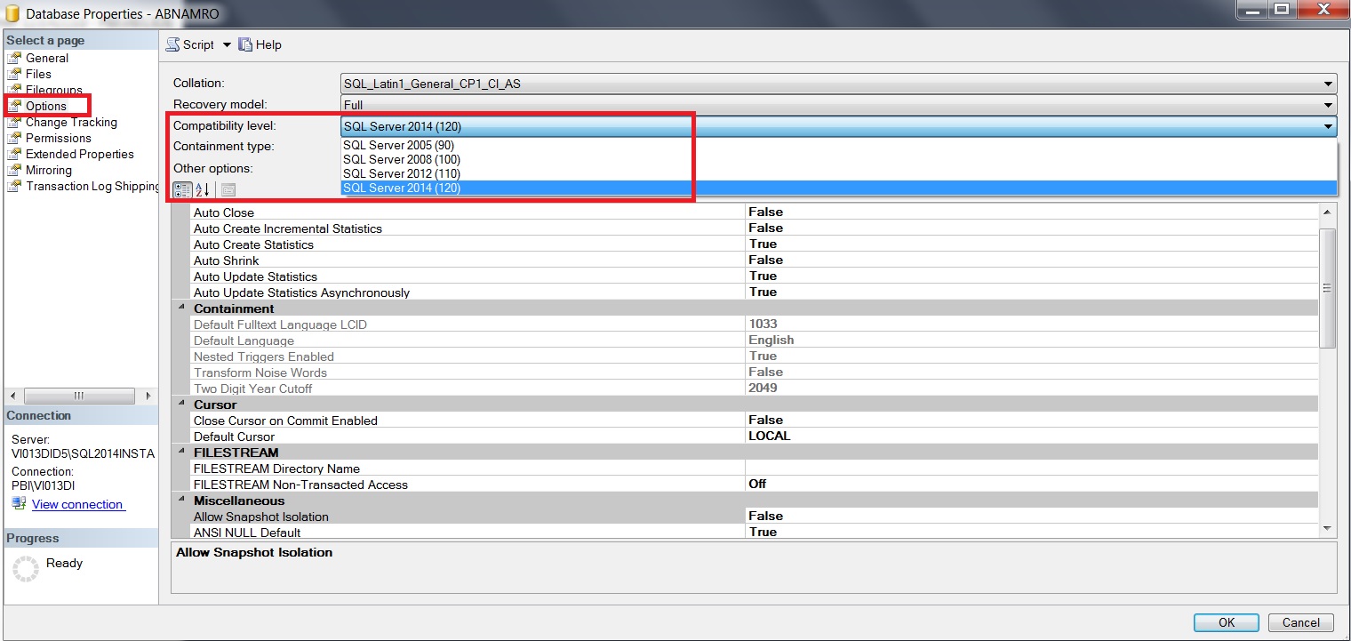 Resolve Sql Compatibility Level Error When Exporting Snapshot In