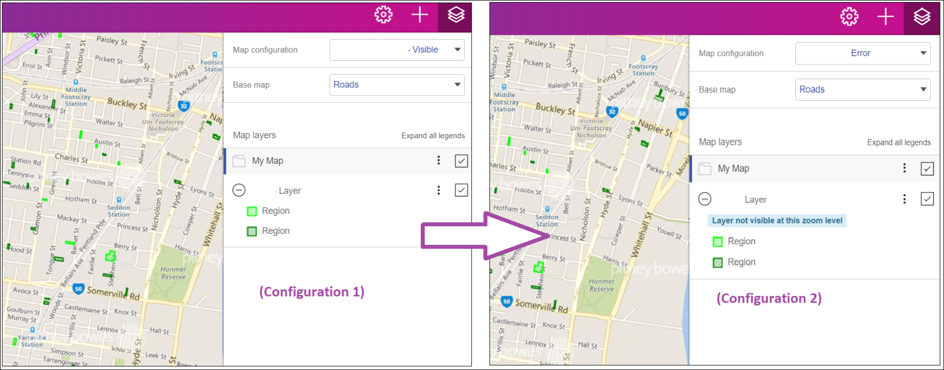 Message 'Layer not visible at this zoom level' appears unexpectedly in Spectrum Spatial Analyst