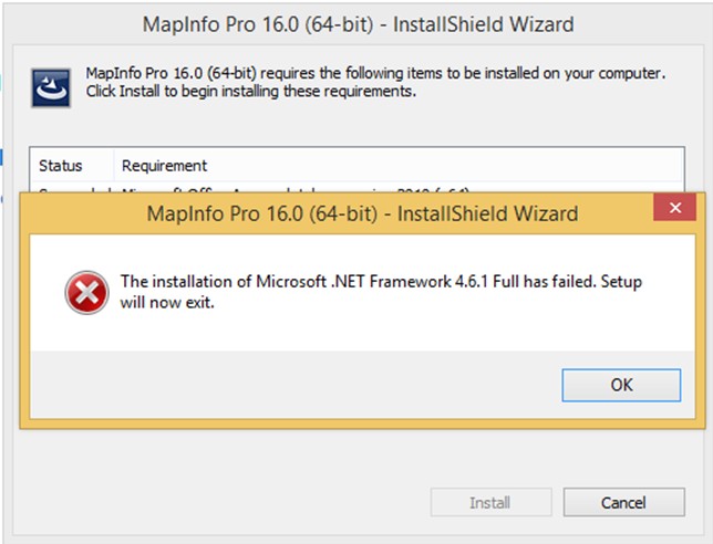 Resolve message 'The installation of Microsoft .Net Framework 4.6.1 Full has failed. Setup will ...