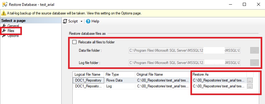 Manually restoring an EngageOne Designer repository using SQL ...