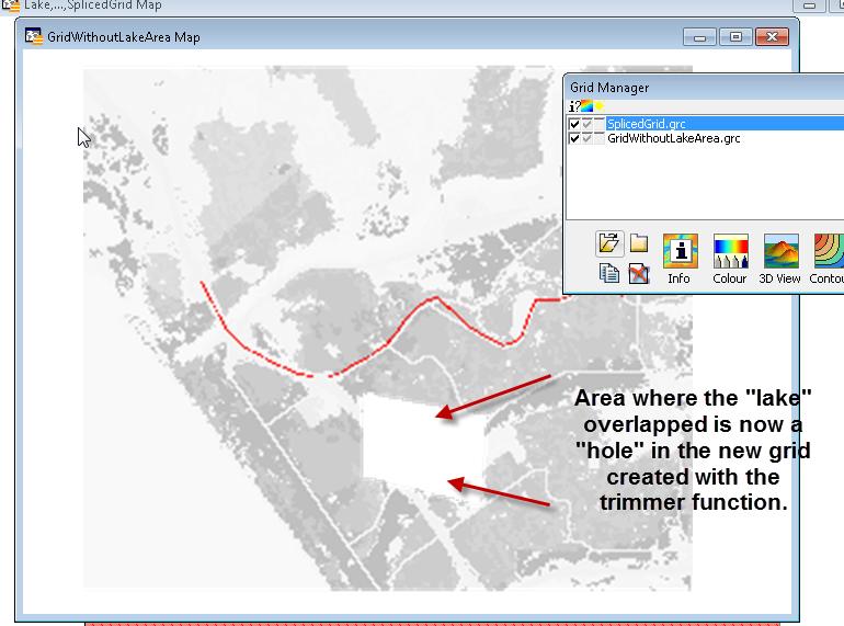 How to cut a hole in a grid/raster using the Vertical Mapper Trimmer tool.