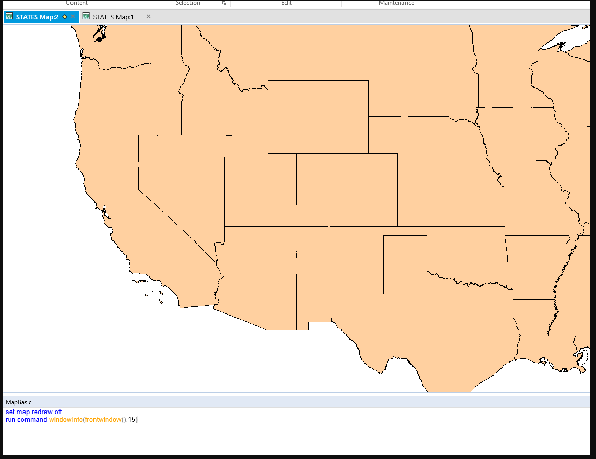 Resolve ‘set map redraw off’ creating empty map window when the window is cloned in MapInfo Pro 16