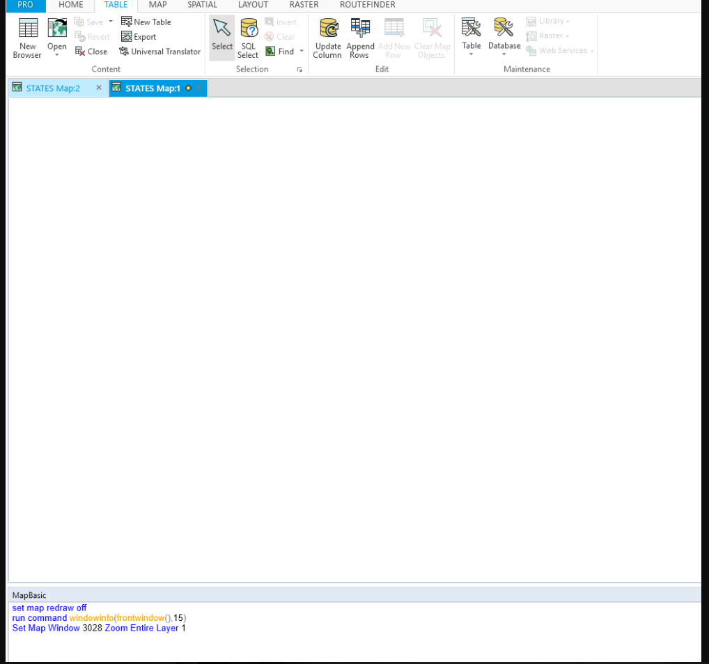 Resolve ‘set map redraw off’ creating empty map window when the window is cloned in MapInfo Pro 16
