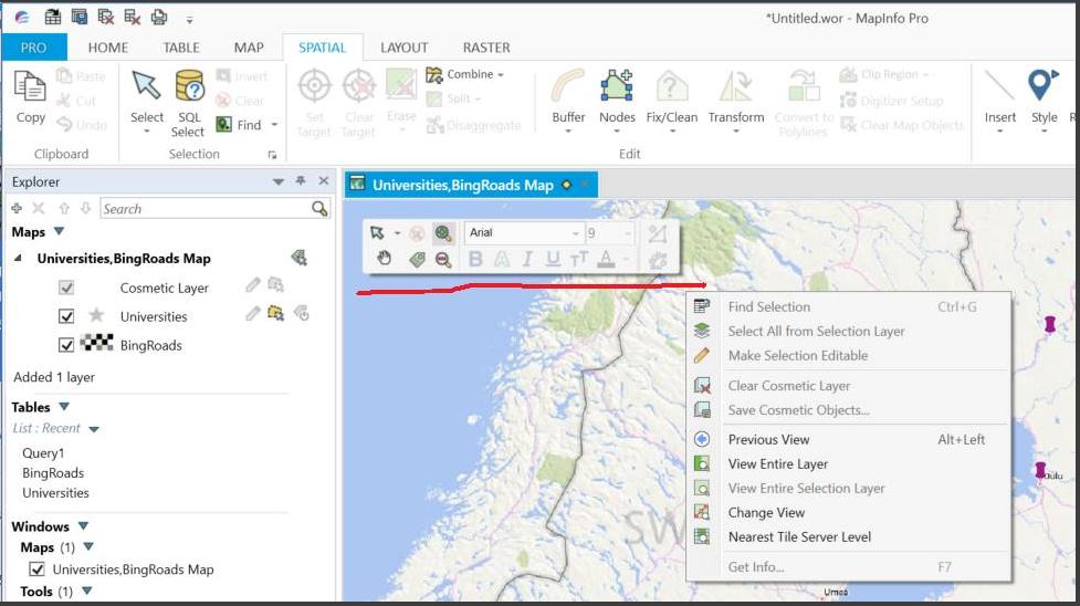 Resolve right-click Map context menu offset in MapInfo Professional