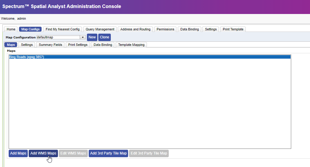 Adding external WMS maps to a map configuration in Spectrum Spatial Analyst
