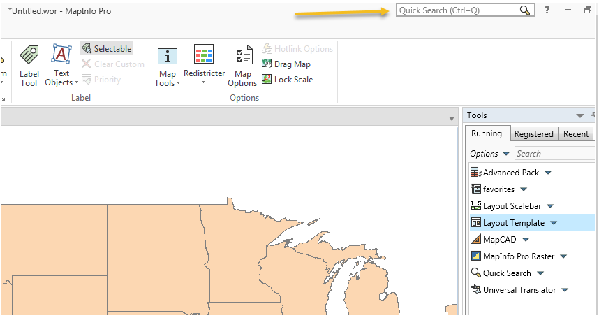Understanding the Quick Search utility in MapInfo Pro 17.0 and later