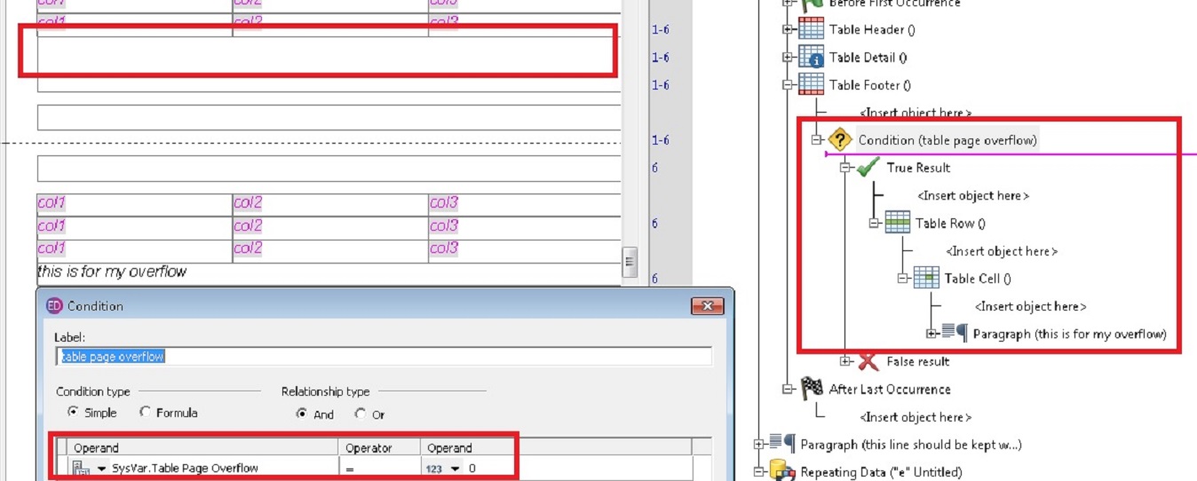 Creating Different Content For Table Headers When Page Overflows In Engageone Designer