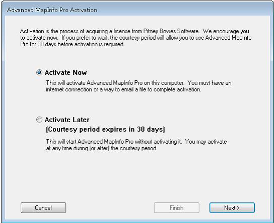 Activating a node-locked license of MapInfo Pro