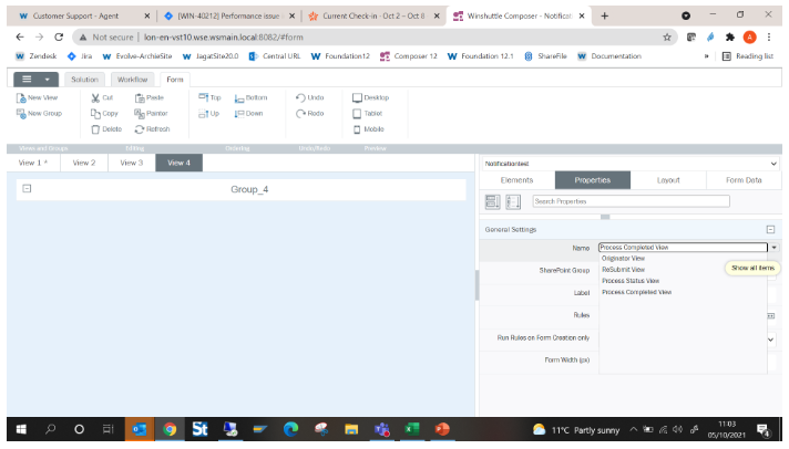 How to display the web form in the process overview?