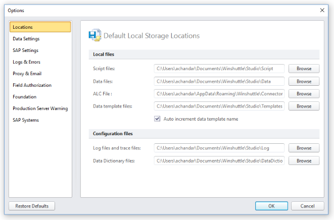Is it possible to change the Default Paths of Script and Data file ...