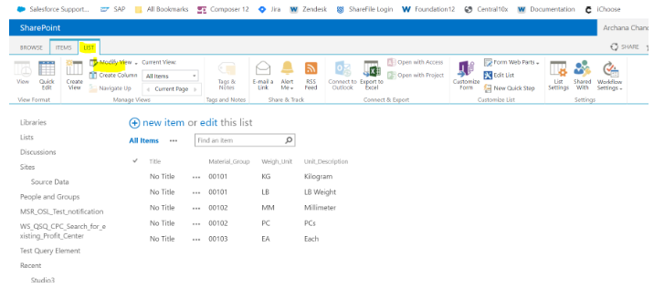 Sharepoint List Columns not appearing in Studio