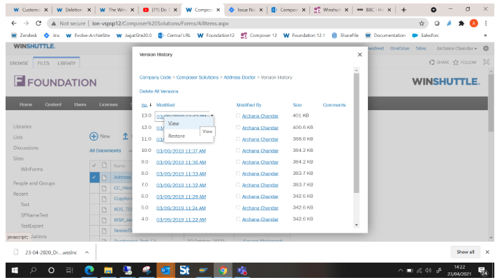 How to Check the History/Older Versions of the form?
