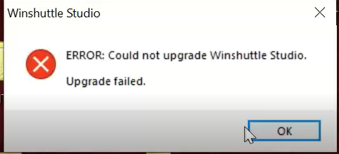 Error: could not upgrade Winshuttle Studio