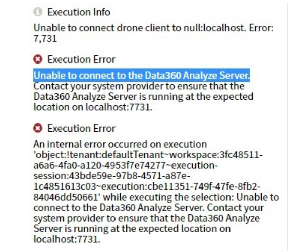 Unable to connect to Data360 Analyze Sever( Desktop Installation)
