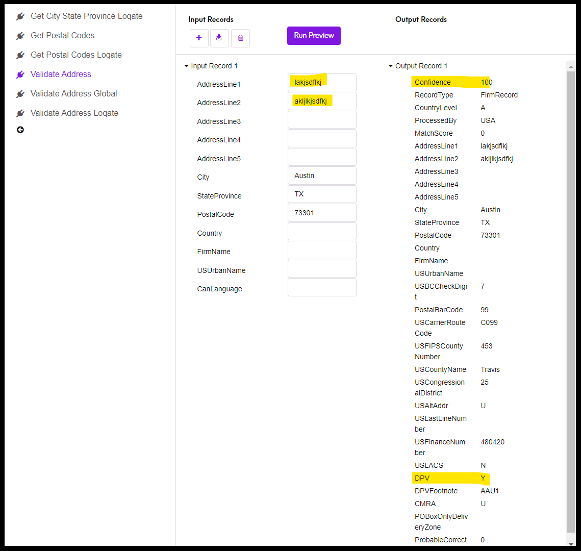 Getting DPV as 'Y' from ValidateAddress service for an invalid address ...