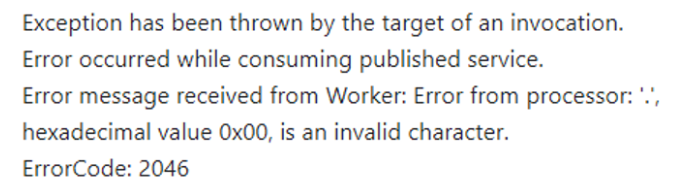 Error code 2046- Error from Processor Hexadecimal value 0x00