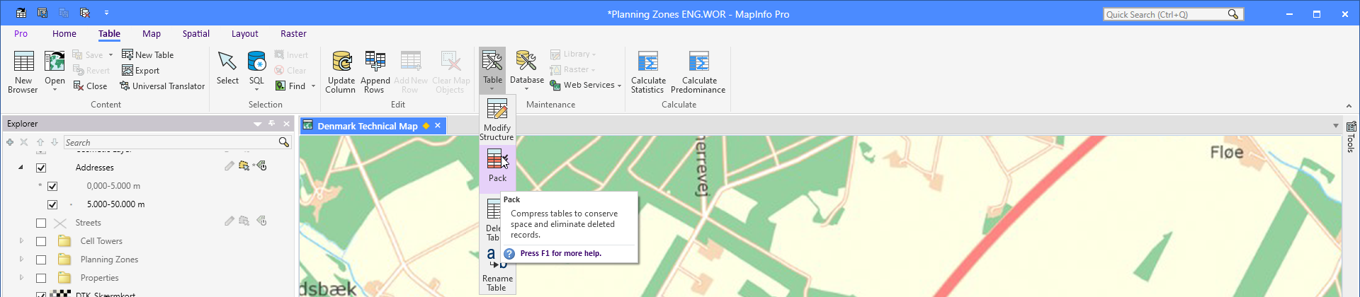 MapInfo Pro and Packing Tables