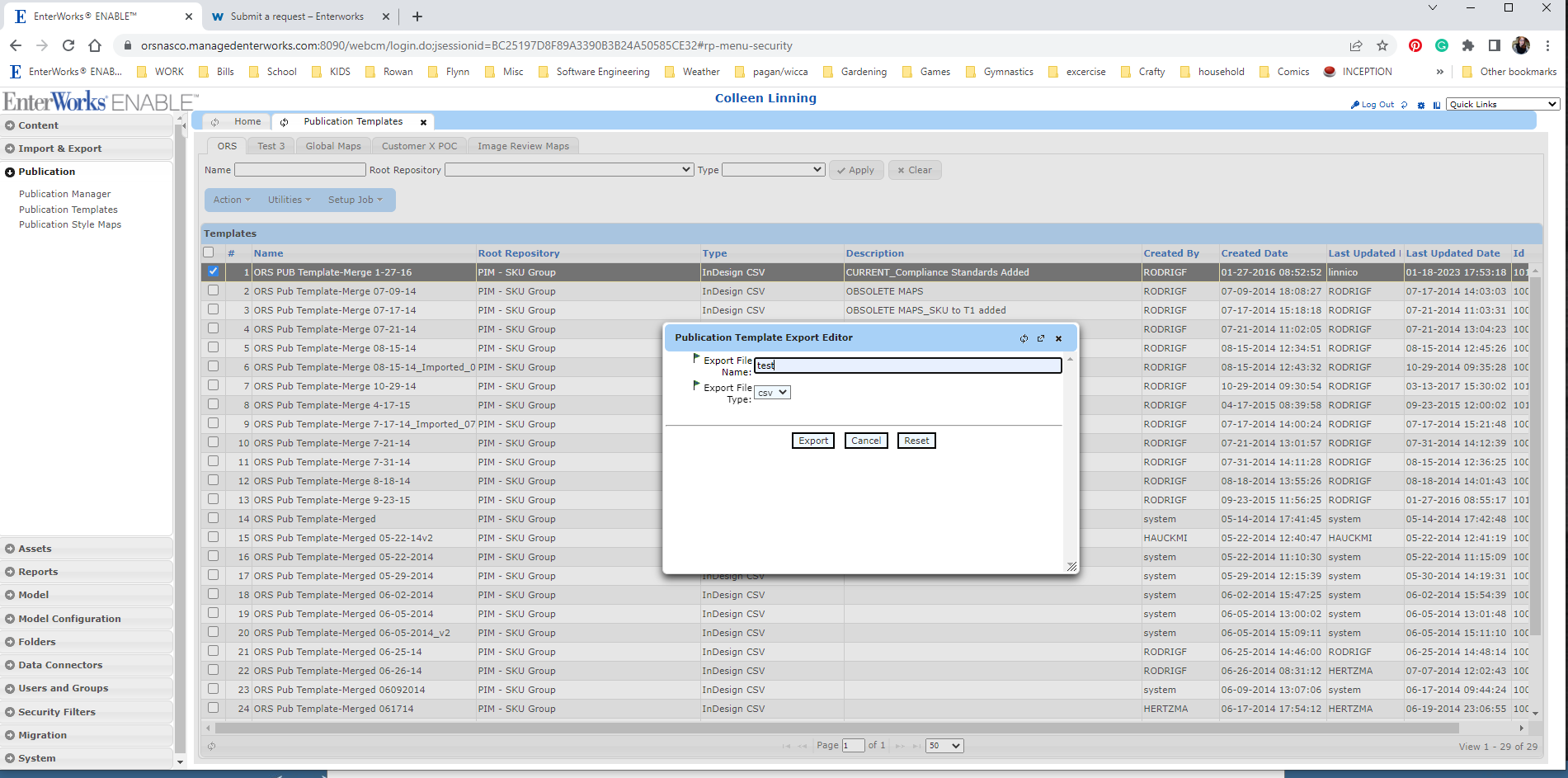 EnterWorks- Not able to Export Publication Template