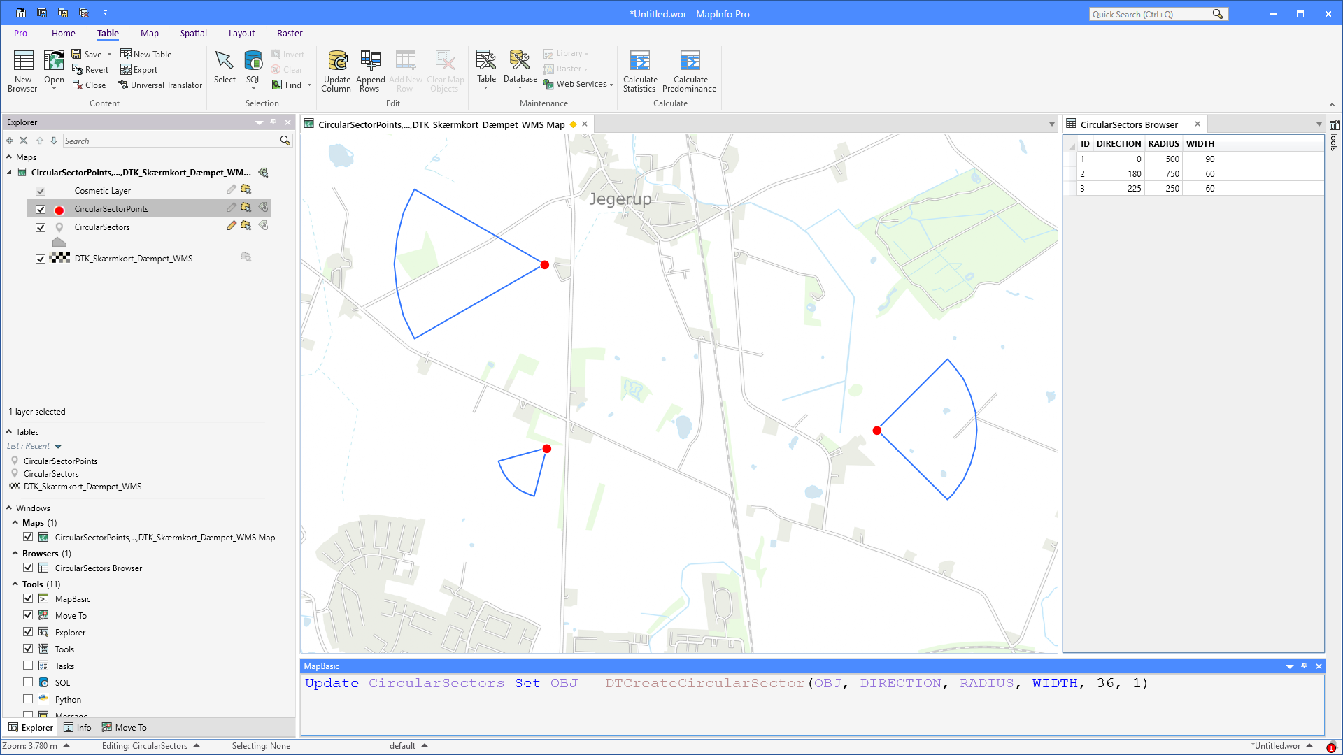Creating Circular Sectors in MapInfo Professional using Draw Tools from the MapInfo Marketplace