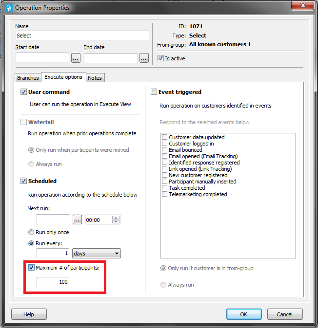 How to schedule an operation that processes a specific number of ...