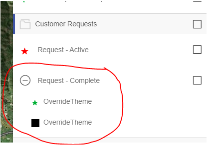 Extra legend entry titled "Override Theme" appears unexpectedly in the Layer Legend for a map ...
