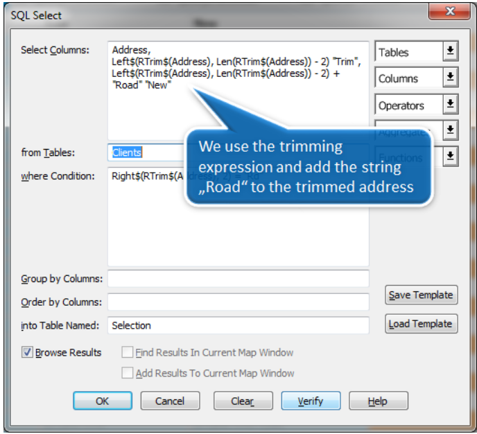 Syntax for use with MapInfo Pro SQL Select for string parsing and manipulating text