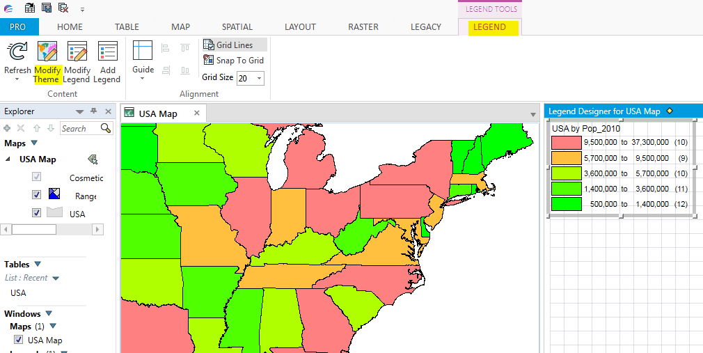 MapInfo Pro 64-bit and modifying a thematic map