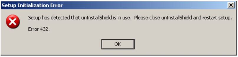 Resolve 'Setup has detected the unInstallShield is in use' during Doc1 ...