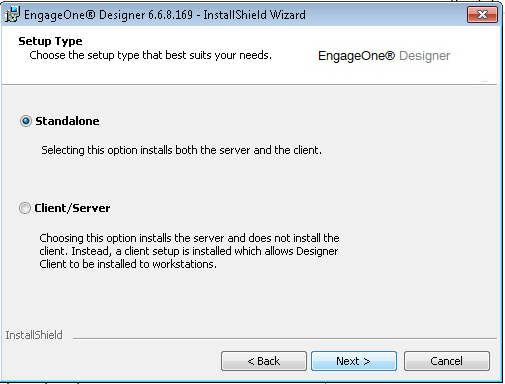 Different installation modes for EngageOne Designer