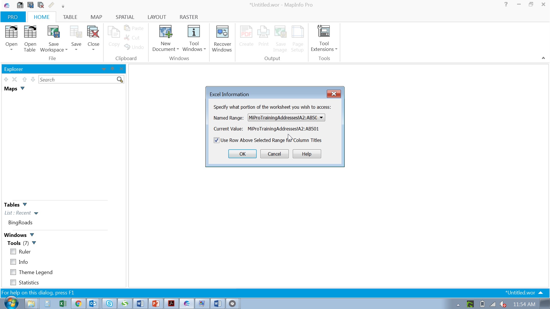 Working with Excel files in MapInfo Pro