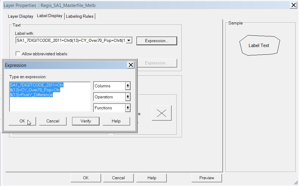 How to display multiple attribute fields as multiple labels on separate lines in MapInfo Pro