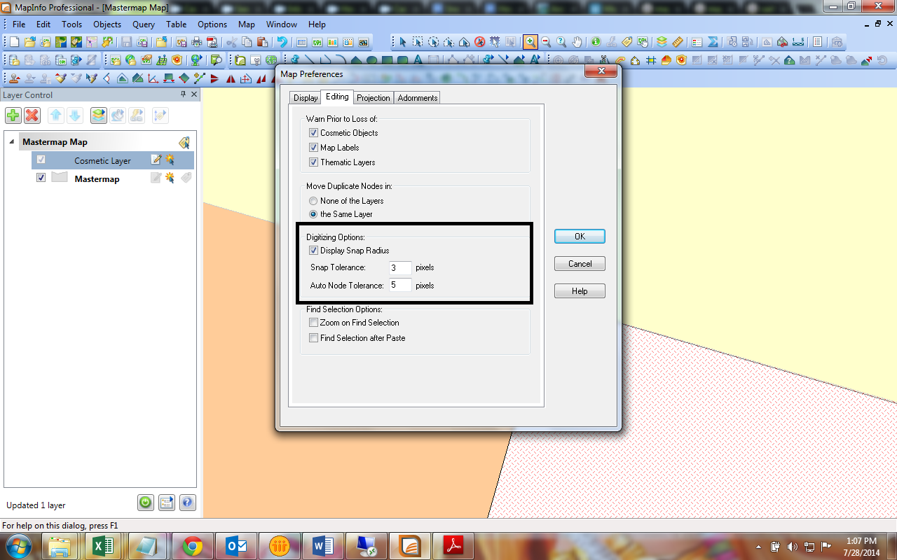 Changing Auto Node Tolerance and Snap Tolerance in Mapinfo Pro 32-bit ...