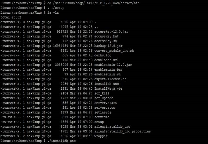 How to install a UAM Database on Red Hat Linux