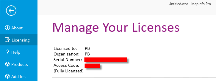 Finding The Serial Number And Access Code For A Mapinfo Pro Installation
