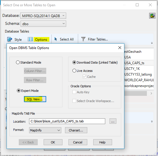 Displaying Coordinate Columns For A Mappable Dbms Table In Mapinfo Pro