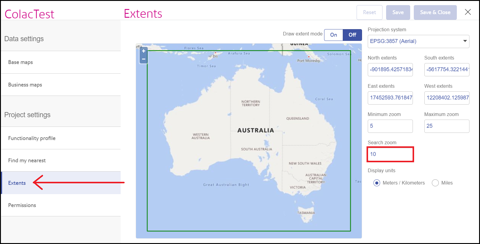 Defining a specific map zoom level when searching in Spectrum Spatial Analyst v2018.2