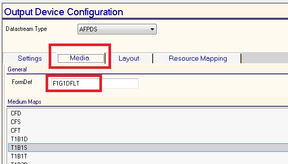How to change the name of the Formdef for AFP output